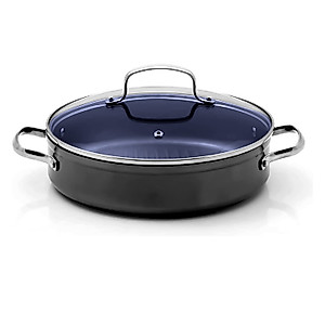 NuWave Forged Lightweight Nonstick 10.5" Grill Pan with Lid, Healthy G10 Duralon Ceramic Coated Deeper Griddle Pan Skillet, PFAS Free, Works on All Cooktops & Induction Ready