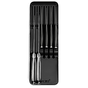 Knife Drawer Organizer Tray for Knives GMEZZO Knife Block Knifes Holder in kitchen drawer, Small, Black