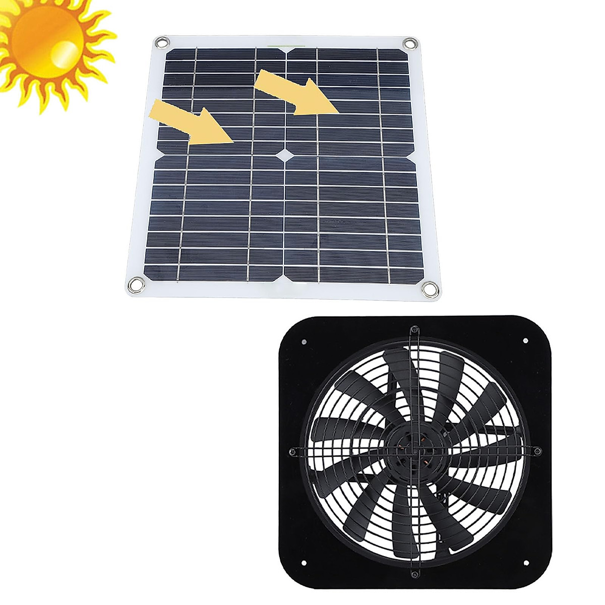 Fdit Solar Powerful Attic Exhaust Fan Quietly Cools, Solar Panel Powered Exhaust Fan 13.5 Inch Solar Powered Attic Ventilator for Pet House Chicken Coop Rv Greenhouse