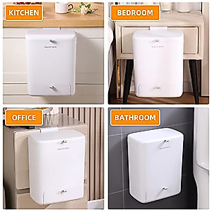 Kitchen Hanging Trash Can with Lid for Under Sink/Cupboard/Bathroom/Bedroom/Office/Camping,Small Wall-Mounted Indoor Kitchen Trash Bin,2.4 Gallon Kitchen Compost Bin