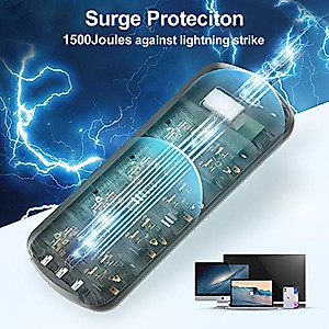 ESHLDTY USB Outdoor Power Strip, 6 FT Waterproof Extension Cord with 6 Outlets and 3 USB Ports, Wall Mountable for Outdoor and Indoor B3-1-6FT-BLK Black 9.06" L x 4.72" W x 1.38" H