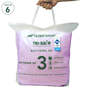 TRIDENT Bath Towel 6 Pack (24" x 50"), Generously Sized Thick Towels, Soft, Super Absorbent and Fast Drying, No Fading Multipurpose Use for Sports, Travel, Fitness, Yoga, Daily Use, Lilac