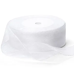 Outus Outus Shimmer Sheer Organza Ribbon Gift Wrapping Ribbon Sheer Chiffon Ribbon Tulle Ribbon Mesh Ribbon (White, 1.6 Inch)