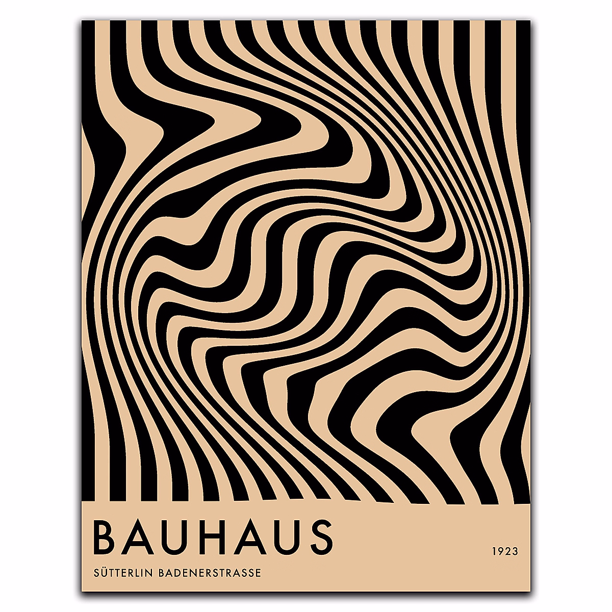 Mid Century Modern Bauhaus Wall Art - 11x14" UNFRAMED Print - Abstract Wall Decor - Exhibition Poster Replication (Black)