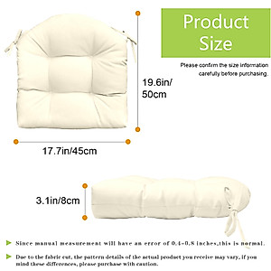 Indoor/Outdoor Chairpad with Ties, Patio Furniture Chair Cushions, Outdoor Rocking Chair Cushions, Outdoor Seat Cushions (Beige, 19 * 19)