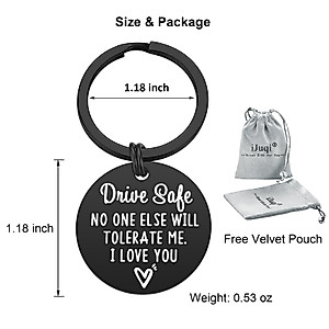 iJuqi Drive Safe Keychain Boyfriend Gifts - Valentine's Day Gifts for Him Men Funny New Driver Keyring Cute Boyfriend Husband Gifts from Girlfriend Wife