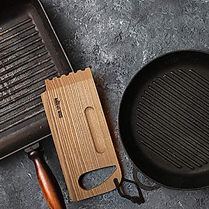 Mr.Art Wood BBQ and Grill Wooden Scraper Tool, Size 10.6” x 4.7” – Made in Europe, Barbeque Cleaner with Grooved and Flat Edge – 100% Natural One-Piece Ash Wood