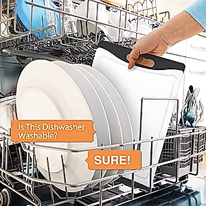 Extra Large Cutting Boards, Plastic Cutting Boards for Kitchen (Set of 4) Cutting Board Set Dishwasher Chopping Board with Juice Grooves Easy-Grip Handles, Black, Empune