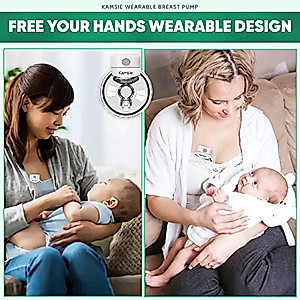 kamsie Wearable Breast Pump, S12 Hands Free Breast Pump, Wireless Breast Pump Hands Free, 2 Modes & 9 Levels Electric Portable Breast Pump, LCD Display, 24mm Flange, 2 Pack