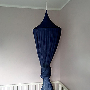 Yosoo Baby Bedding Round Dome Bed Canopy Kids Play Tent Hanging Net Curtain for Baby Kids Reading Playing Sleeping Room Decoration, Dark Blue