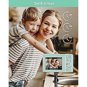 Digital Camera for Kids,1080P 48MP Autofocus Kids Camera with 32GB SD Card, Kids Digital Video Camera with 16X Zoom, Compact Portable Mini Cameras for Kids, Girls, Boys, Teens (Green)