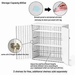 Mrossa Indoor Outdoor Storage Cabinet Waterproof with 2 Shelves,Off White Plastic Outdoor Cabinets for Patio/Garden/Backyard, Size 34.3''L*15''W*36.2''H…