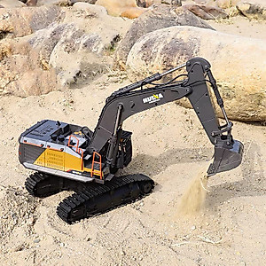 Gemini&Genius Excavator Toy for Kids, Metal Construction Vehicle Track Excavator Toy 1/50 Digger Vehicle Toy, Multi-Articular Movable Excavator Arm and 360 Degree Rotate Cab Truck Toy for Kids
