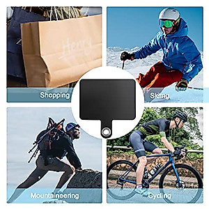 SAVITA 6pcs Cell Phone Tether Tabs, Black Crossbody Phone Strap Tether Tabs Multifuctional Phone Lanyard Patch Pad for Most Smartphones