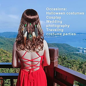 obmwang Indian Feather Headband Boho Feather Headbands Festival Costumes Head Dress with Feathers for Women and Girls