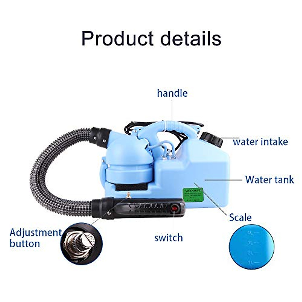 ULV Fogger Machine, Electric Atomizer Sprayer, Portable Foggers for Home Indoor - 1.85 Galon