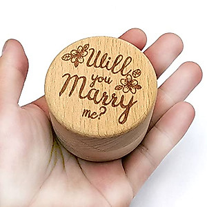 ZZYINH AN207 Personalized Engraving Rustic Wedding Wooden Ring Box Jewelry Trinket Storage Container Holder Custom Will You Marry Me Rings Small Jewelry