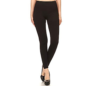 Leggings Depot High Waisted Warm Fleece Lined Leggings Women Tights (Black, One Size)