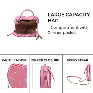 Shop LC Cute Pink Heart Purse for Women, Faux Leather Heart Shaped Crossbody Bags, Zipper Closure Shoulder Aesthetic Bag Valentines Day Gifts