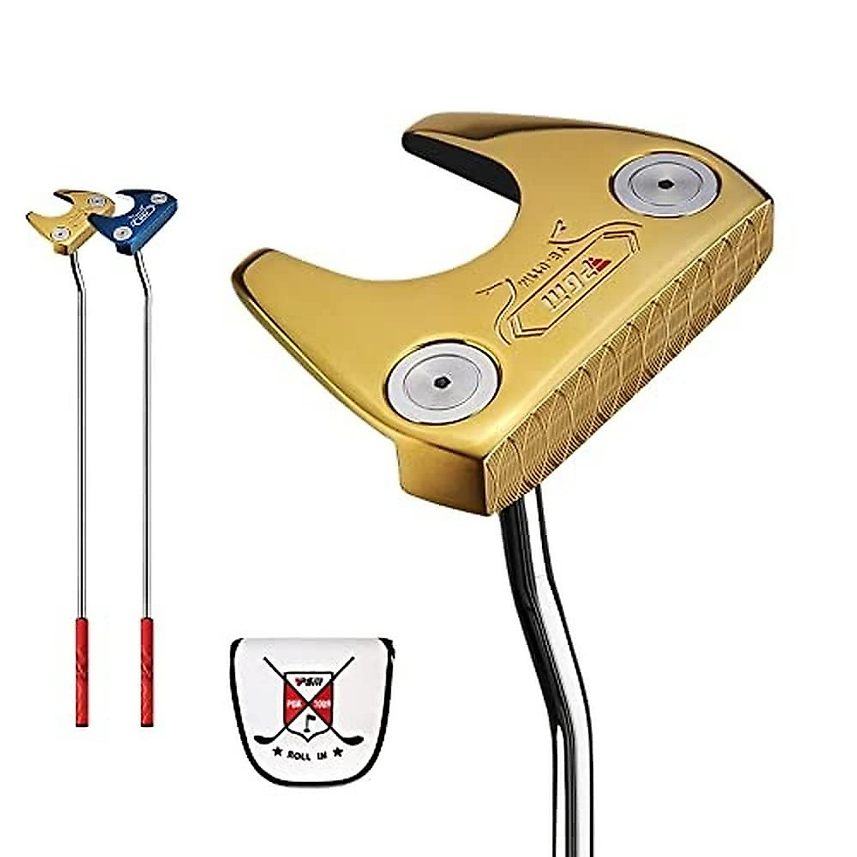 Golf Putter with Golf Headcover CNC Integration Stainless Steel Shaft Golf Clubs Putter Mens Womens Golf Driving Sports (Blue)