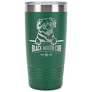 100 North Black Mouth Cur Green 20 ounce Stainless Steel Metal Vacuum Insulated Travel Tumbler Mug With Lid
