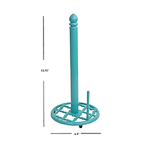 Lattice Countertop Paper Towel Holder, Cast Iron, By Home Basics, (Turquoise) | Contemporary Paper Towel Holders | With Non-Skid Feet and Tear-Arm