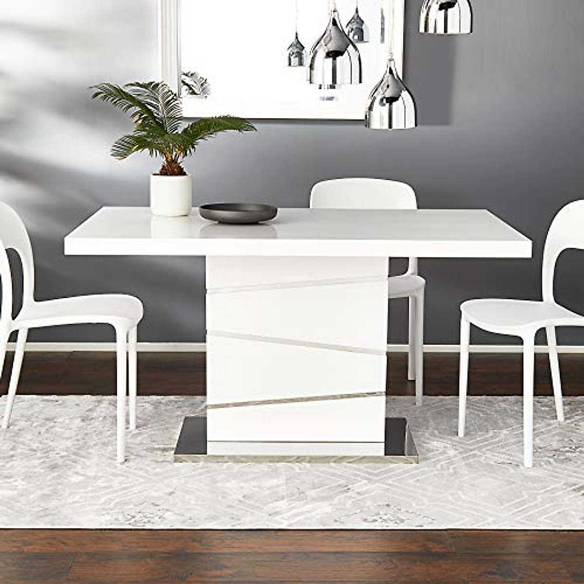 New Spec Glossy Dining Table with perdestal Legs