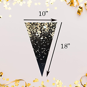 100FT Graduation Celebration Banner Flags | Black and Gold Banner for Graduation Party | Large 18" Pennant Banner New Years Eve Party Decorations | Garland, Bunting Flag Banner Anniversary Decorations |BASHOUT