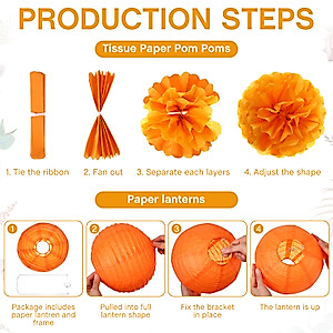 52 Pcs Rainbow Party Decorations 24 Rainbow Tissue Paper Pom Poms 28 Hanging Paper Lanterns Flowers Lanterns for Christmas Wedding Baby Shower Rainbow Birthday Decorations