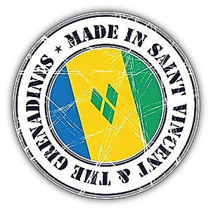DG Graphics Made in Saint Vincent and The Grenadines Grunge Flag Stamp Art Decor 5'' x 5'' Magnet Vinyl Magnetic Sheet for Lockers, Cars, Signs, Refrigerator
