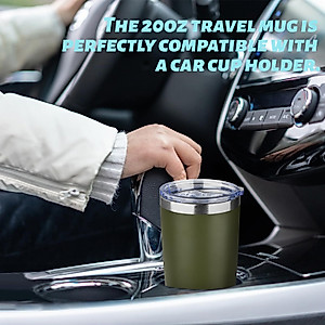 ATIKZHE 20oz Tumbler with Straw and Brush, Stainless Steel Vacuum Insulated tumbler, Double Wall Insulated Coffee Tumbler for Outdoor, Home, Travel,Office (Army Green,1pcs)