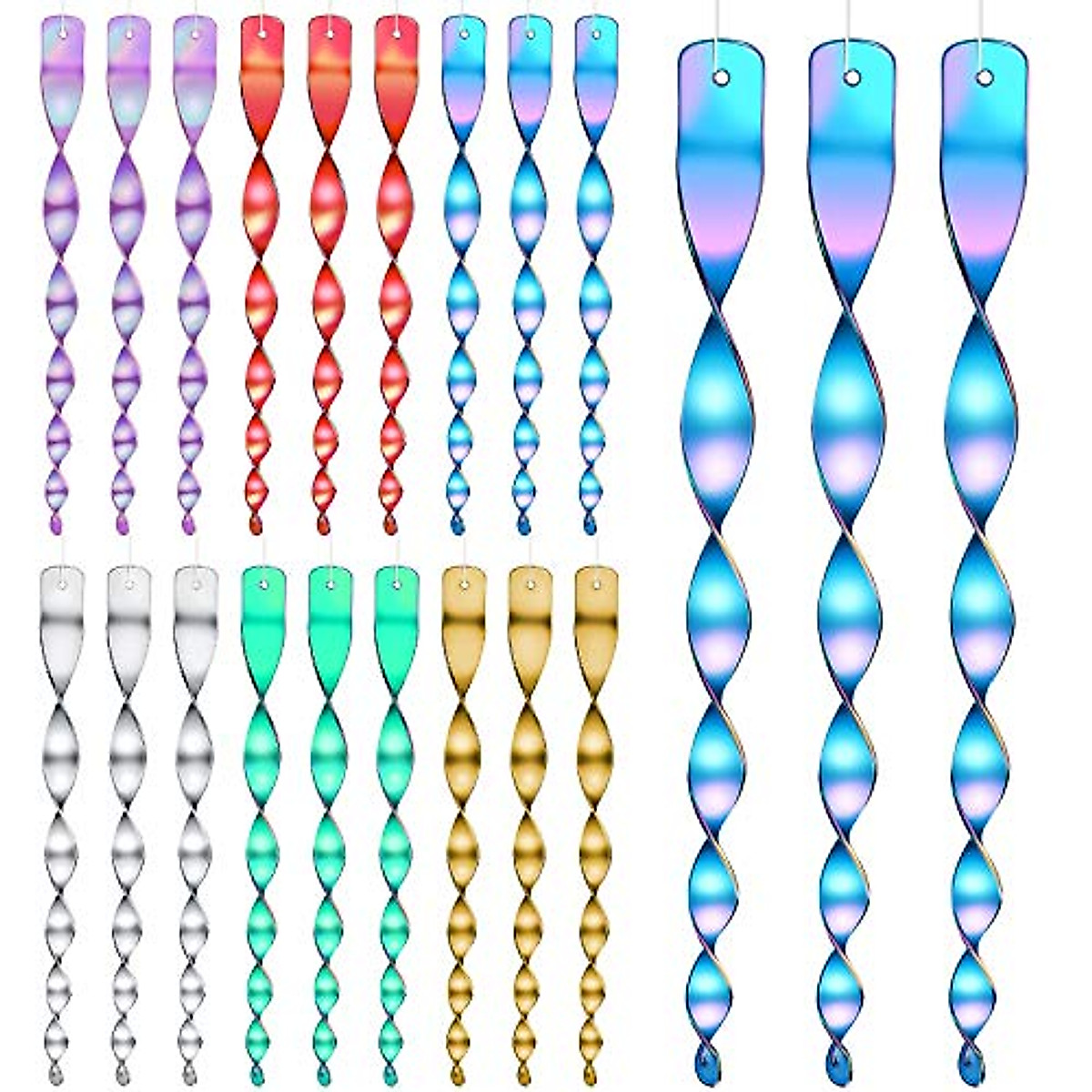 Devices Reflective Scare Spiral Rods Hanging Decorative Device to Keep Birds Away from Garden House (18 Pieces)