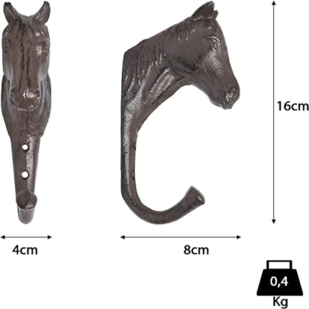 Kassbest Retro Creative Wall Hooks Horse Head Shape Cast Iron Coat Hooks Coat Hooks Hat Hooks Coat Hooks Wall Mounted Door Hooks Decor Hooks 2 Pack