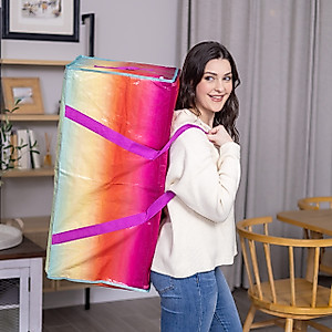 SOFTKISS Heavy Duty Extra Large Moving Bags 8 Pack - Waterproof Storage Bags With Zipper And Handles,Backpack Straps Strong Tote Bags For Clothes,Alternative To Moving Box, Handbags