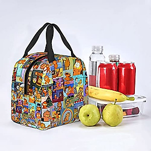 lxiygzu Garfield Overload Lunch Bag Reusable Insulated Cooler Lunch Box Cute Leakproof Thermal Lunch Tote Bag For Work Picnic Beach Office