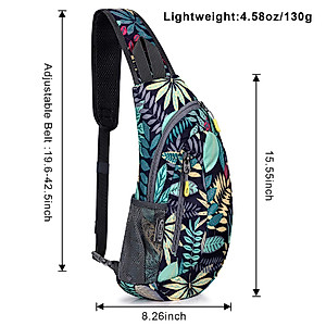 G4Free Sling Bags Men and Women Shoulder Backpack Small Cross Body Chest Sling Backpack (Blue Leaf)