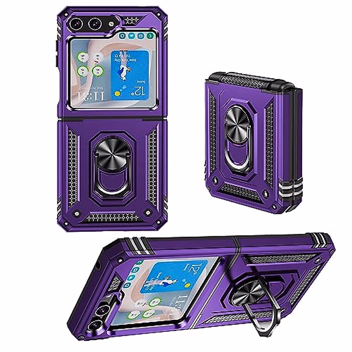 ZOEII Flip 5 Case for Galaxy Z Flip 5 Phone Case with Kickstand Military-Grade Protection, Shockproof Phone Case for Samsung Galaxy Z Flip 5 Case- Purple