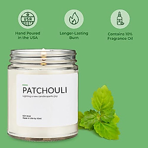 1OAK Soy Wax Scented Candles (Patchouli) - Soy Candles for Home Scented - Long Burning Candles Premium - Hand-Poured (9oz.)