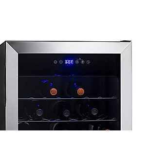 NewAir 20” Wine Refrigerator – 50 Bottle Wine Cooler, Single Zone Freestanding Wine Fridge in Stainless Steel, Wine Chiller with Adjustable Racks and Exterior Digital Thermostat for Kitchen and Bar