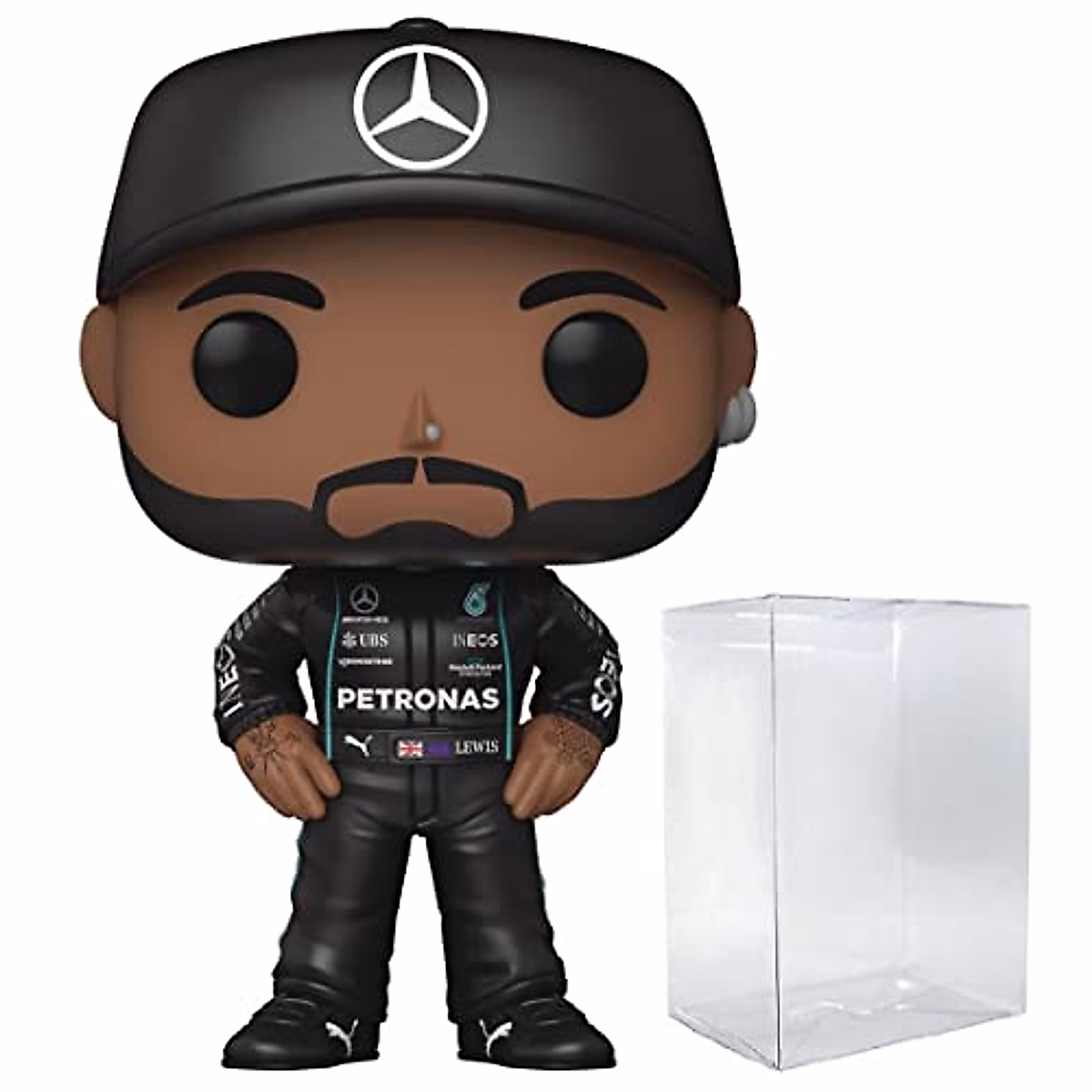 POP Racing: Formula One - Lewis Hamilton (AMG Petronas) Funko Vinyl Figure (Bundled with Compatible Box Protector Case), Multicolor, 3.75 inches