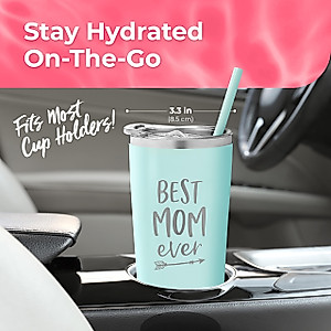 Best Mom Ever Stainless Steel Insulated Travel Tumbler with Lid and Straw - Personalized Cup for Mom Birthday - Valentine's Day - Mother's Day - New Mom Travel Mug - World's Best Mom Tumbler