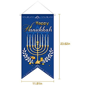 Happy Hanukkah Banner Chanukah Decoration Hanukkah Door Sign Hanukkah Letter Banner Welcome Banner, Hanging Door Sign Gifts for Holiday Party Supplies Jewish Judaism Synagogue Home Office Decor