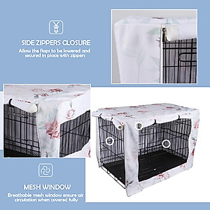 Pethiy Dog Crate Cover Durable Polyester Pet Kennel Cover Universal Fit for Wire Dog Crate - Fits Most 30 inch Dog Crates - Cover only-Flower-30