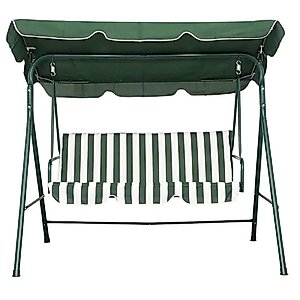 Typutomi Patio Swing Canopy Cover Set, 210D Waterproof 3-Seat Replacement Top Cover and Chair Seat Cover for Outdoor Patio Garden(Green, 75x52x6in)