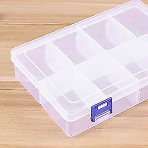 SEWACC Transparent Plastic Storage Box 8 Grids Portable Organizer Box with Adjustable Dividers Clear Crafts and Jewelry Storage Box for Beads Earring