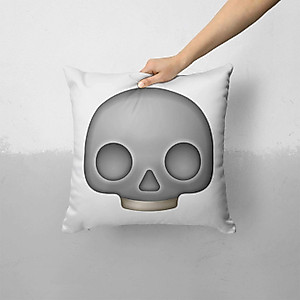 iiRov Skull Emoticon Emoji - Custom Decorative Home Decor Indoor or Outdoor Throw Pillow Cover for Sofa, Bed or Couch Cushion (Pillow CASE Cover ONLY)