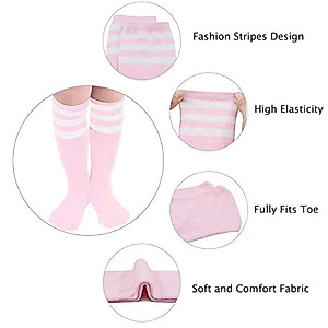 Kids Child Soccer Socks Knee High Tube Socks Toddler Girls Uniform Socks Cotton Cute Sport Stocking for Boys Girls 1 Pair Pink White One Size