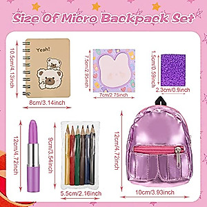 Mini Doll Backpack Mini Dolls School Bags Micro Backpack Mini Backpack DollToys with Mini Supplies Micropacks Mini Doll Accessories Toy Surprise with 10 Stationary Surprises Inside for Doll Play Sets