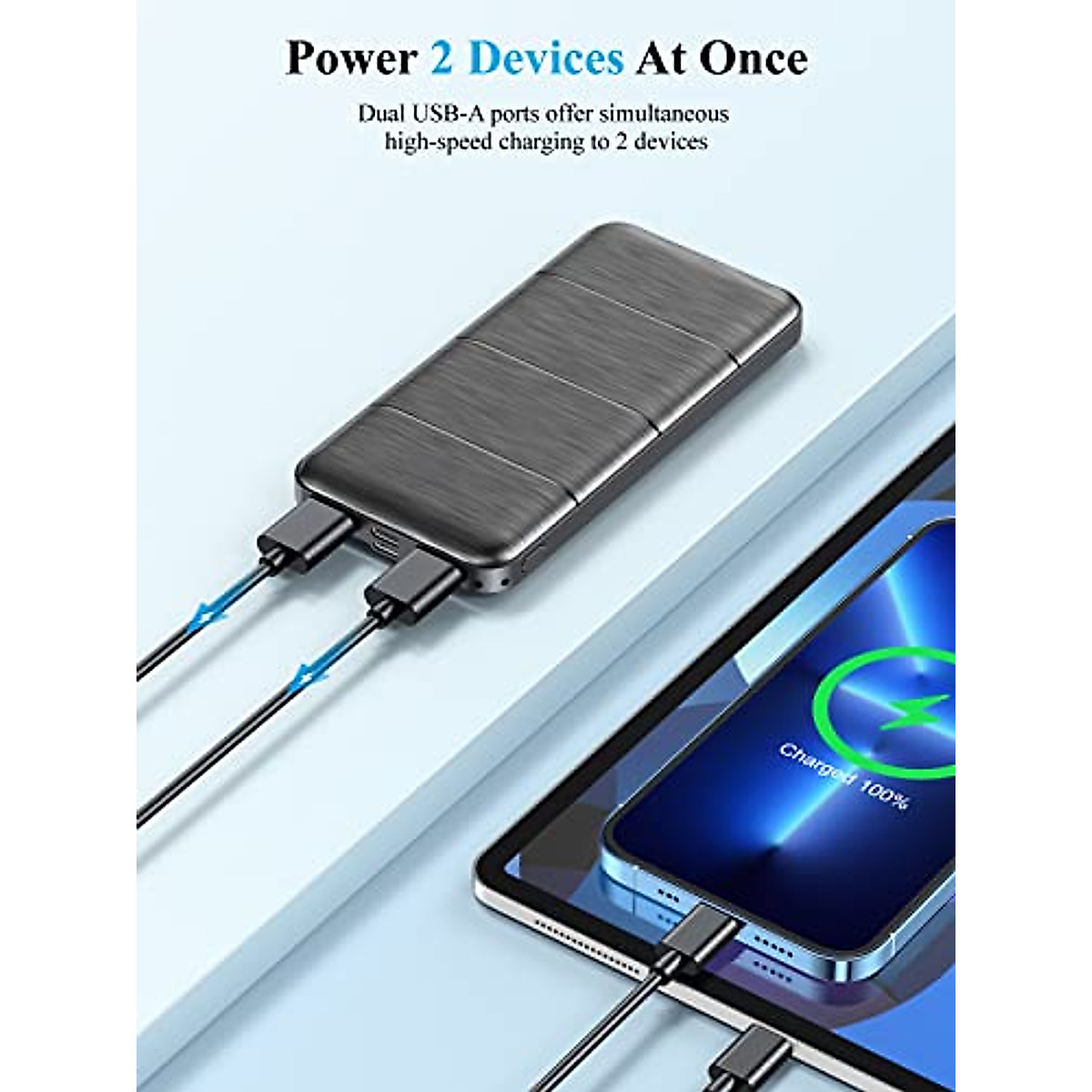 Portable-Charger-Power-Bank - 2 Pcs 15000mAh Dual USB Power Bank Output 5V3.1A Fast Charging Portable Charger Compatible with Smartphones and All USB Devices