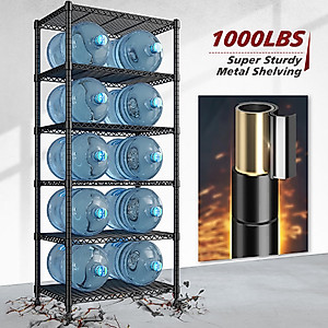 REIBII 72’’H Wire Shelving, 6 Tier Garage Shelving Units and Storage Shelves Heavy Duty, Adjustable Heavy Duty Metal Shelves for Storage Shelves for Pantry Kitchen Garage, 24’’W X18’’D X72’’H